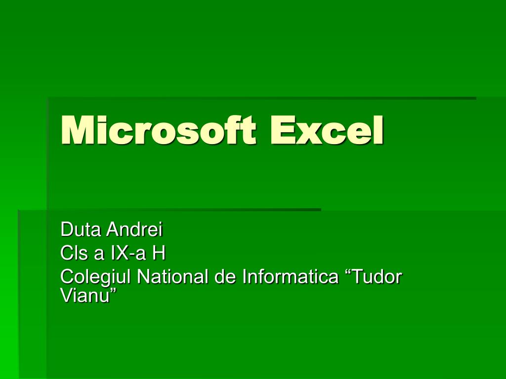 PPT - Microsoft Excel PowerPoint Presentation, free download - ID:4114467