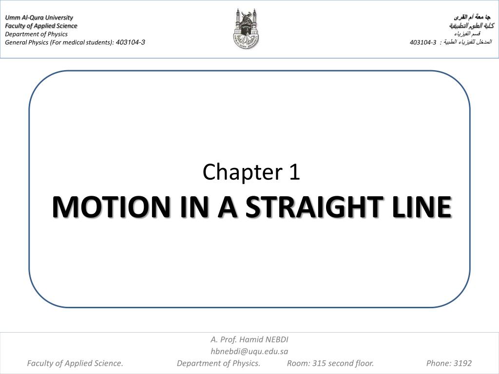 PPT - Chapter 1 MOTION IN A STRAIGHT LINE PowerPoint Presentation, free ...