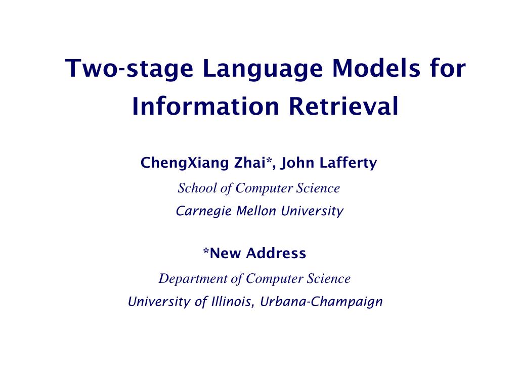 PPT - Two-stage Language Models for Information Retrieval PowerPoint ...