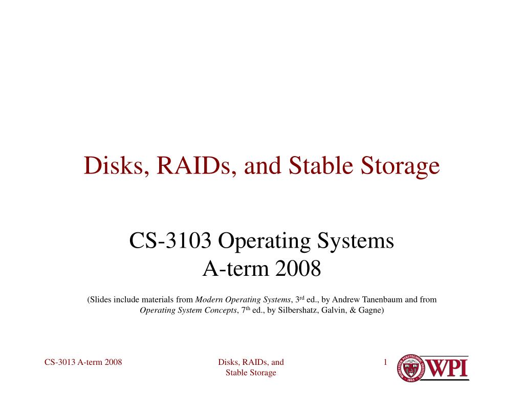 PPT - Disks, RAIDs, and Stable Storage PowerPoint Presentation, free ...