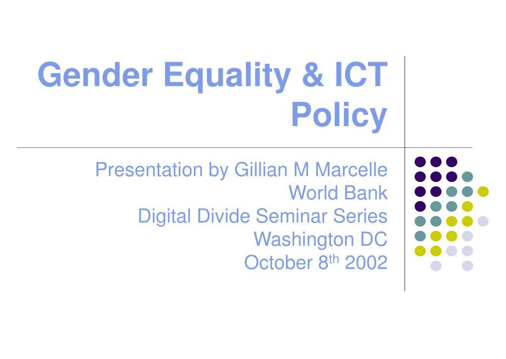 PPT - Gender Equality & ICT Policy PowerPoint Presentation, free ...