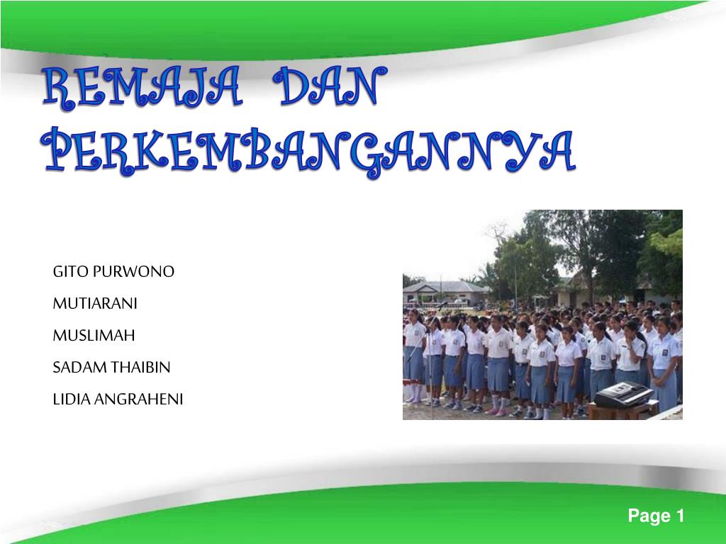 PPT - REMAJA DAN PERKEMBANGANNYA PowerPoint Presentation, free download ...