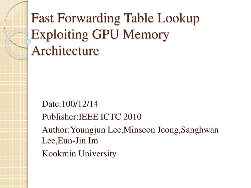 Ppt Fast Forwarding Table Lookup Exploiting Gpu Memory Architecture 8447