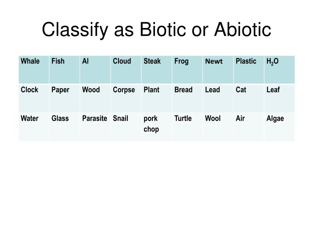 PPT - Classify as Biotic or Abiotic PowerPoint Presentation, free ...