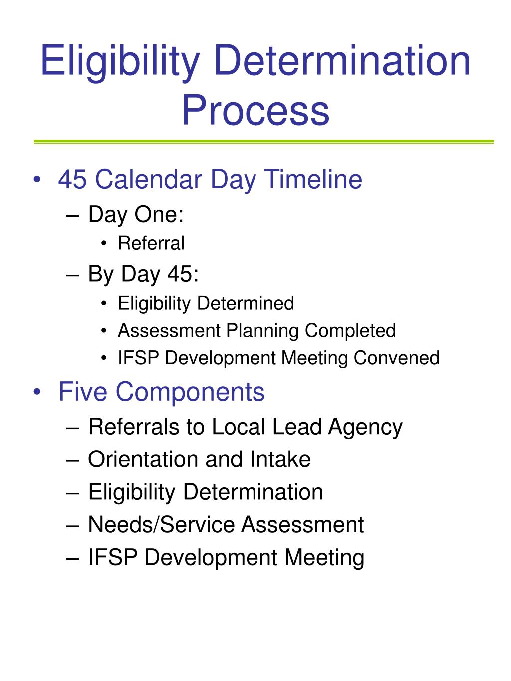 PPT - Eligibility Determination Process PowerPoint Presentation, free ...
