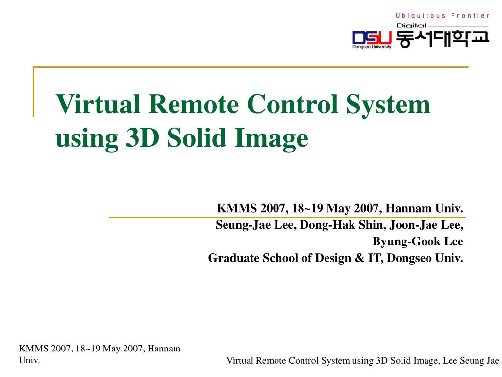 PPT - Virtual Remote Control System using 3D Solid Image PowerPoint ...