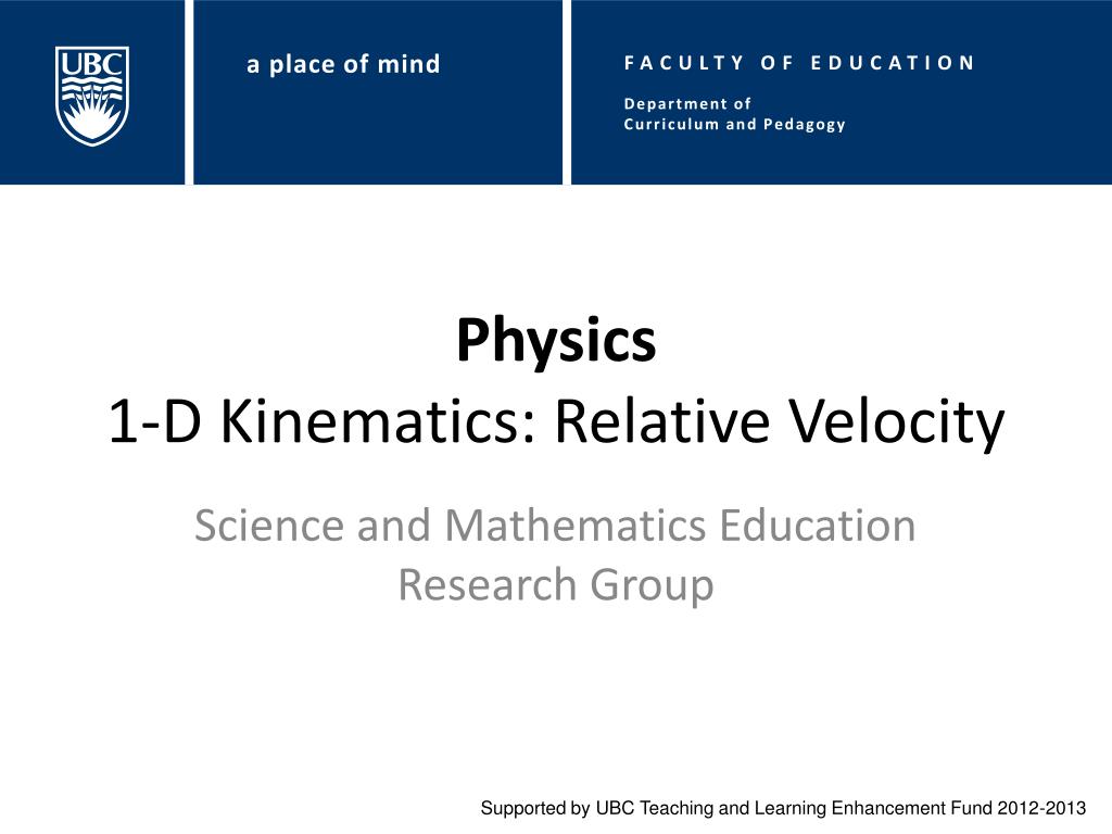 PPT - Physics 1-D Kinematics: Relative Velocity PowerPoint Presentation ...