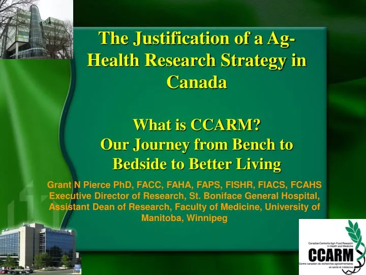 PPT - The Justification of a Ag-Health Research Strategy in Canada What ...
