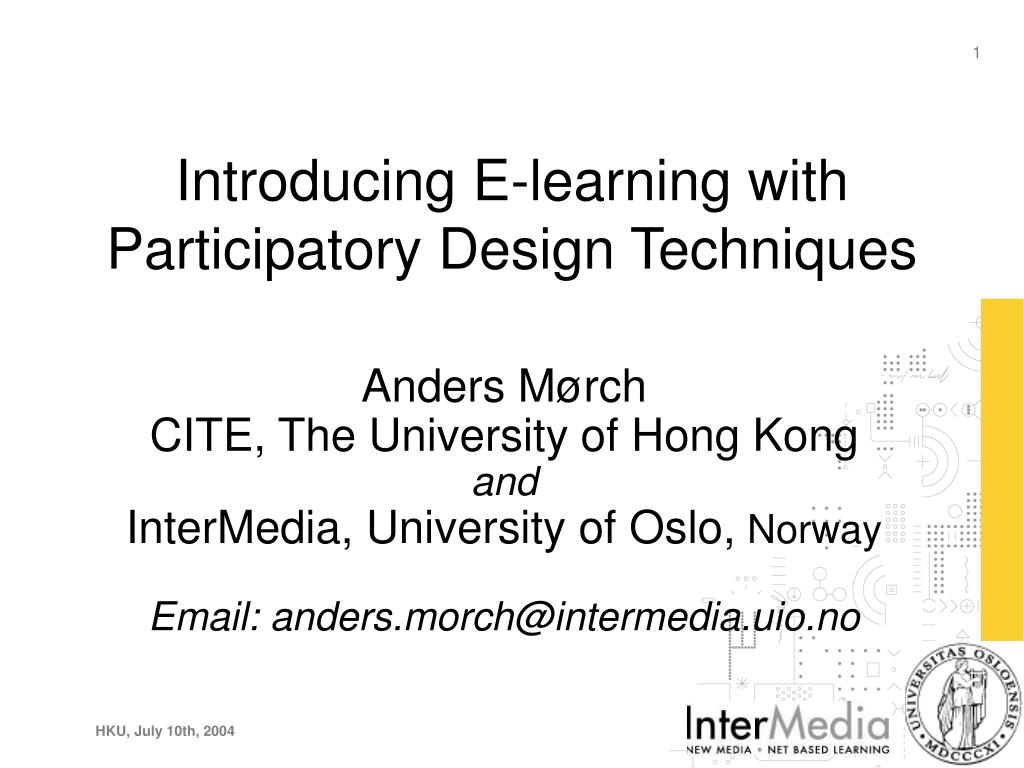 PPT - Introducing E-learning with Participatory Design Techniques ...