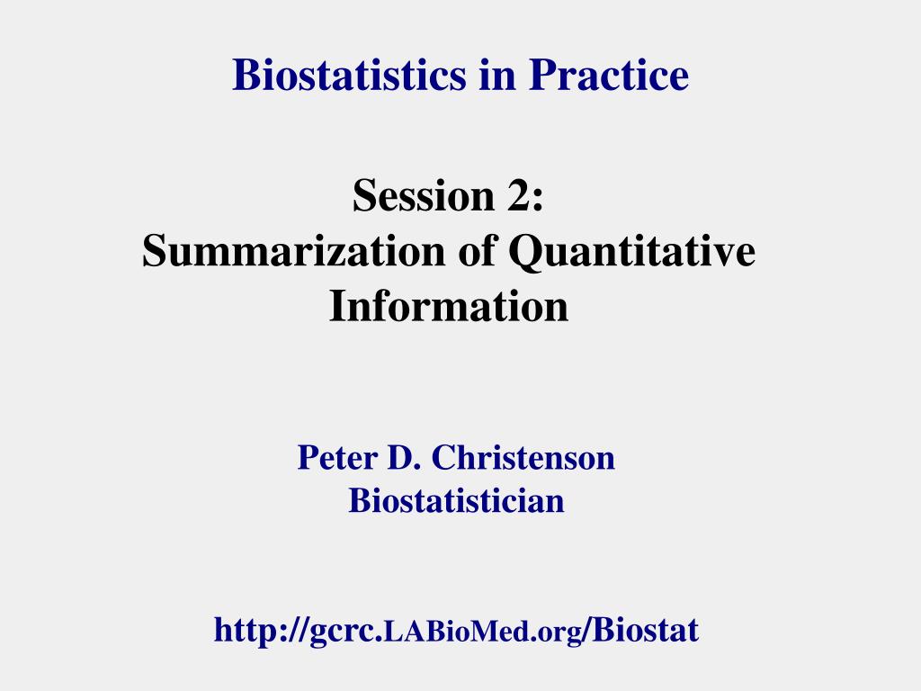 PPT - Understanding Quantitative Information in Biostatistics ...