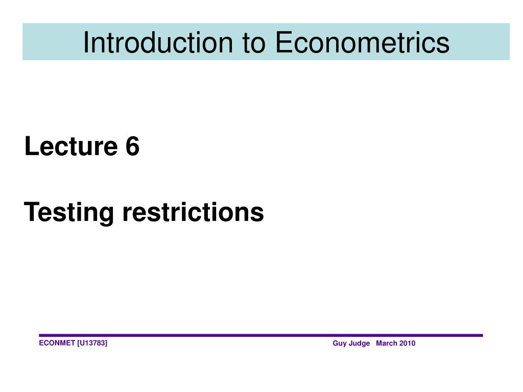 PPT - Introduction to Econometrics PowerPoint Presentation, free ...