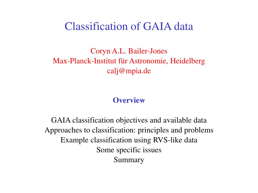 PPT - Classification of GAIA data PowerPoint Presentation, free ...