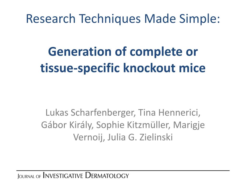 PPT - Research Techniques Made Simple: Generation of complete or tissue ...