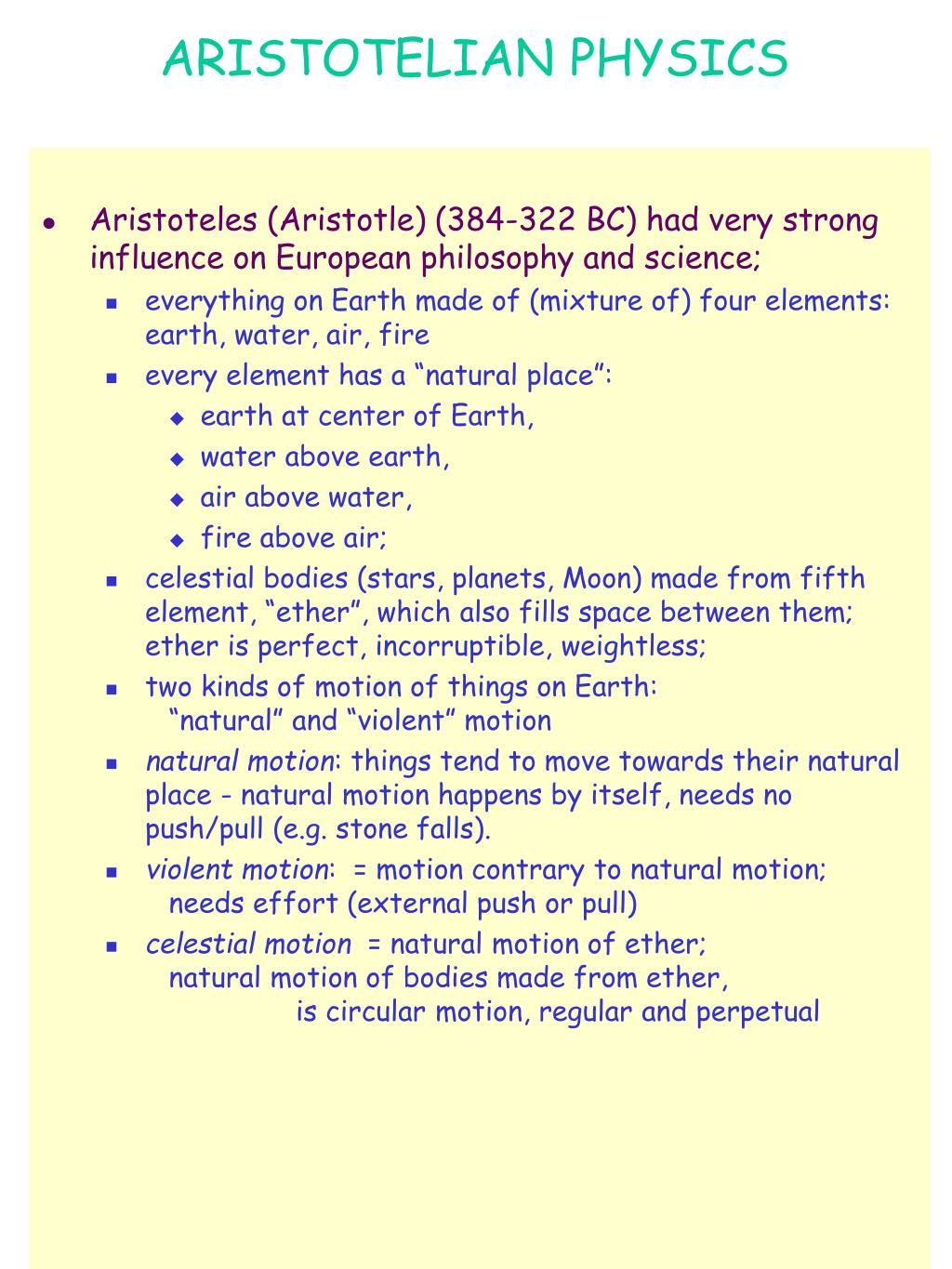 PPT - ARISTOTELIAN PHYSICS PowerPoint Presentation, free download - ID ...