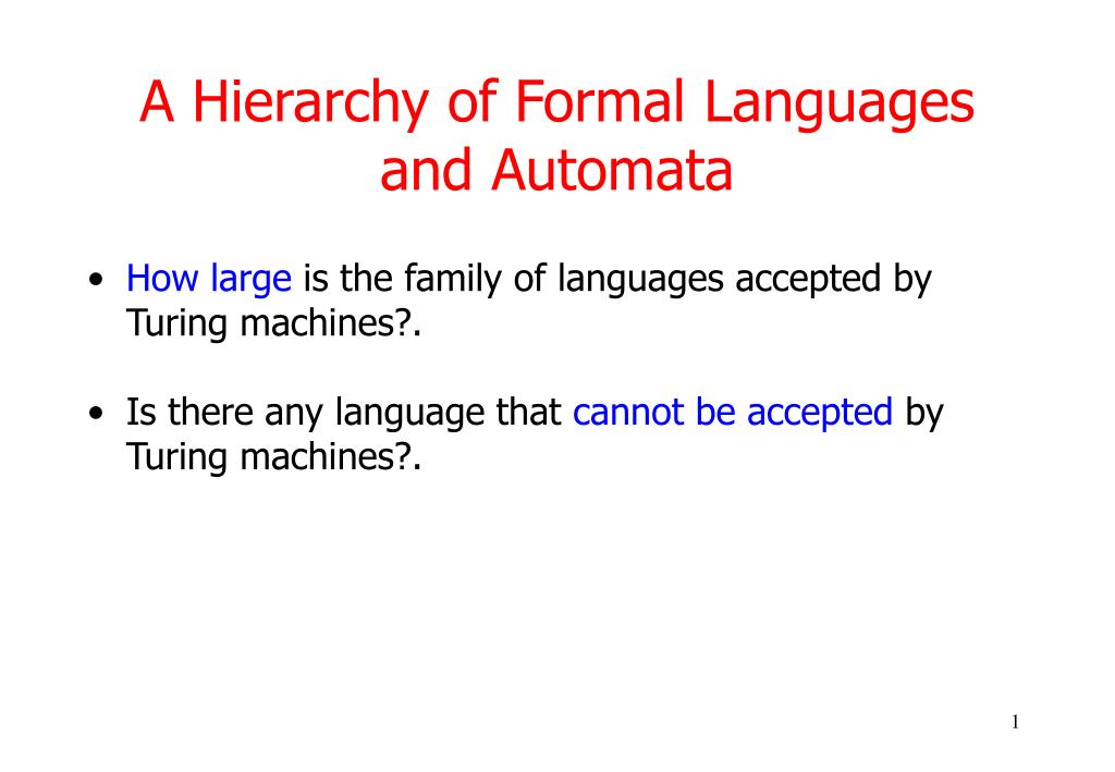 PPT - A Hierarchy of Formal Languages and Automata PowerPoint ...
