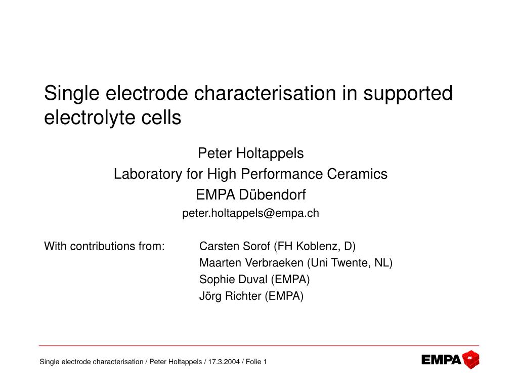 PPT - Single electrode characterisation in supported electrolyte cells ...