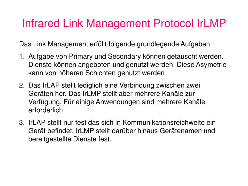 PPT - Infrared Link Management Protocol IrLMP PowerPoint Presentation ...