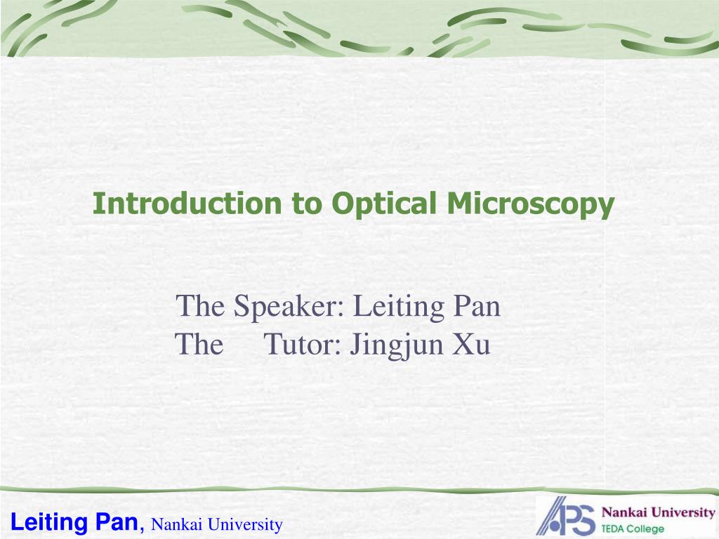 PPT - Introduction to Optical Microscopy PowerPoint Presentation, free ...