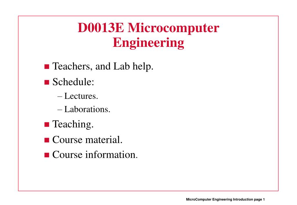 PPT - D0013E Microcomputer Engineering PowerPoint Presentation, free ...