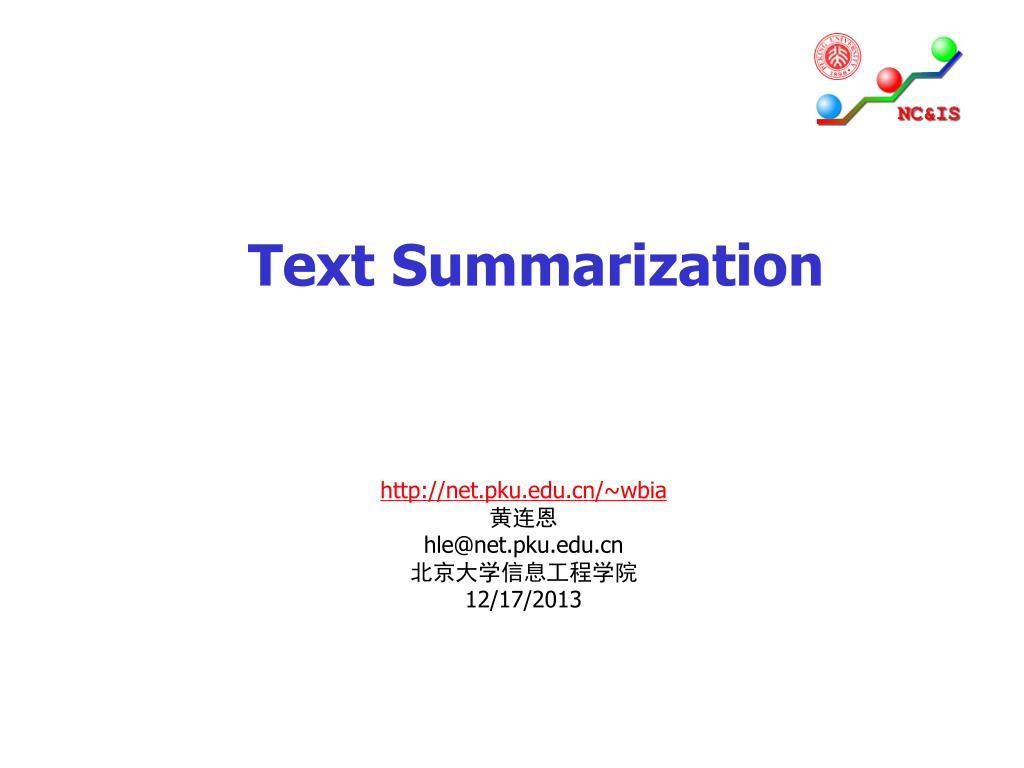 PPT - Text Summarization PowerPoint Presentation, free download - ID ...