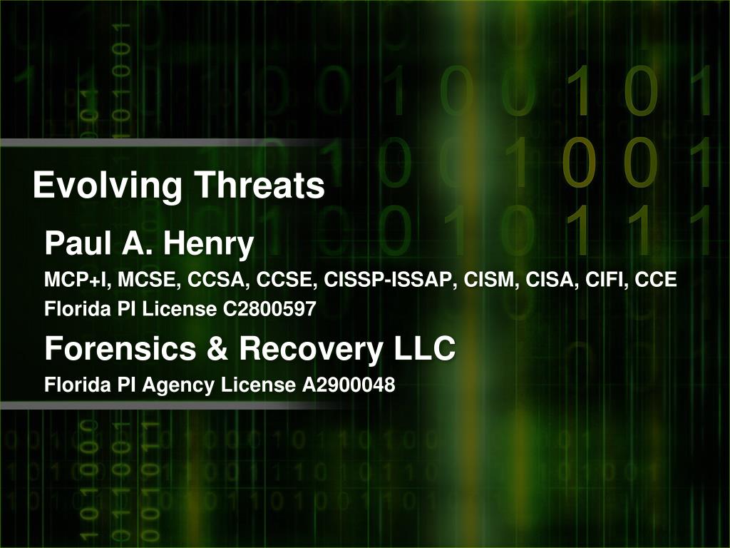 PPT - Evolving Threats PowerPoint Presentation, free download - ID:4255467