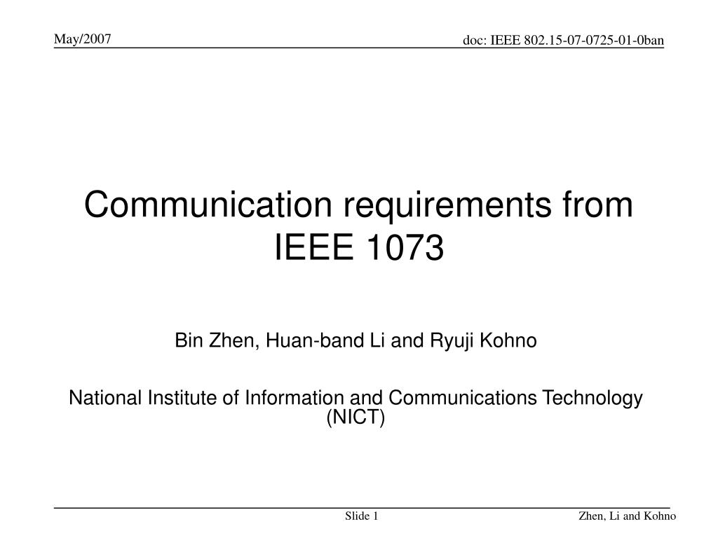 PPT - Communication requirements from IEEE 1073 PowerPoint Presentation ...