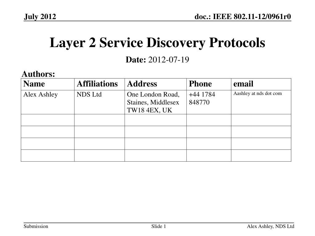 PPT - Layer 2 Service Discovery Protocols PowerPoint Presentation, free ...