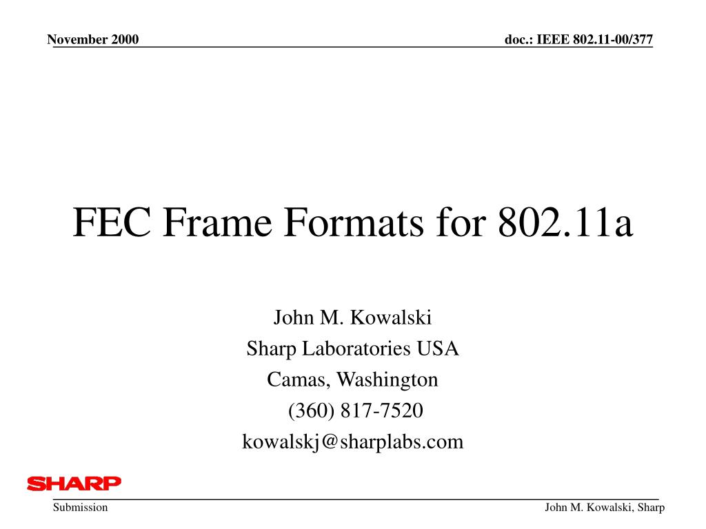 PPT - FEC Frame Formats for 802.11a PowerPoint Presentation, free ...