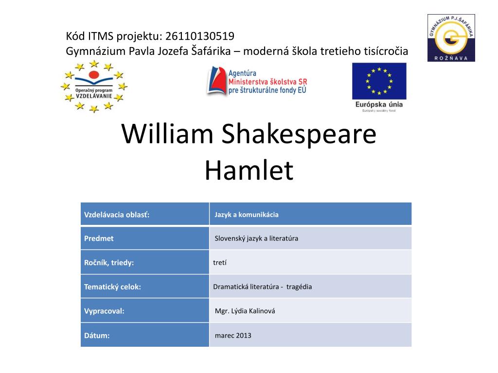 PPT - William Shakespeare Hamlet PowerPoint Presentation, free download ...