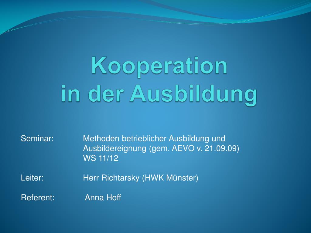 PPT - Kooperation in der Ausbildung PowerPoint Presentation, free ...