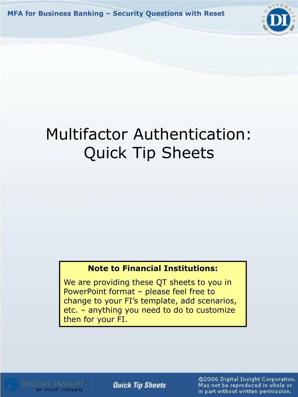 PPT - Multifactor Authentication: Quick Tip Sheets PowerPoint ...