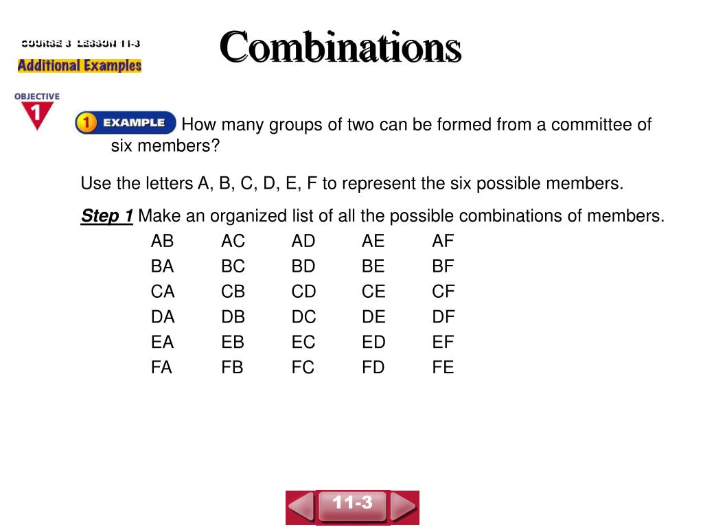 PPT - Combinations PowerPoint Presentation, free download - ID:4308982