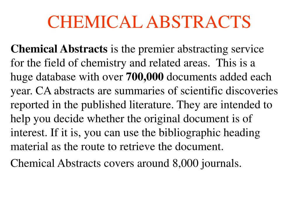 PPT - CHEMICAL ABSTRACTS PowerPoint Presentation, free download - ID ...
