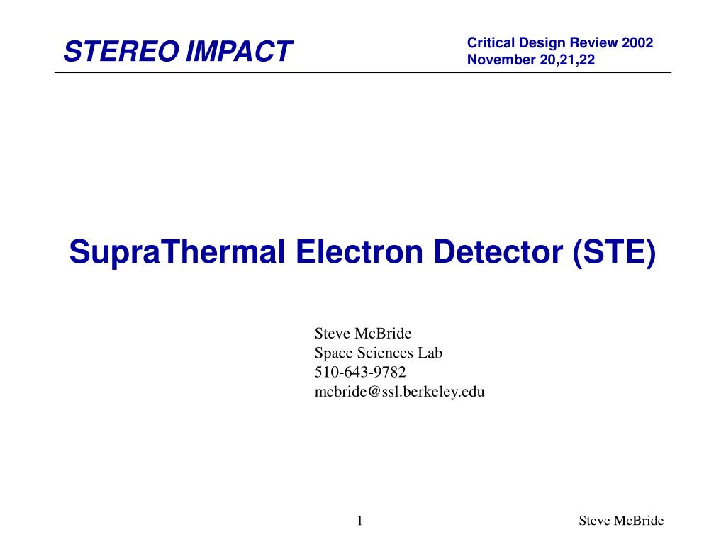 PPT - SupraThermal Electron Detector (STE) PowerPoint Presentation ...