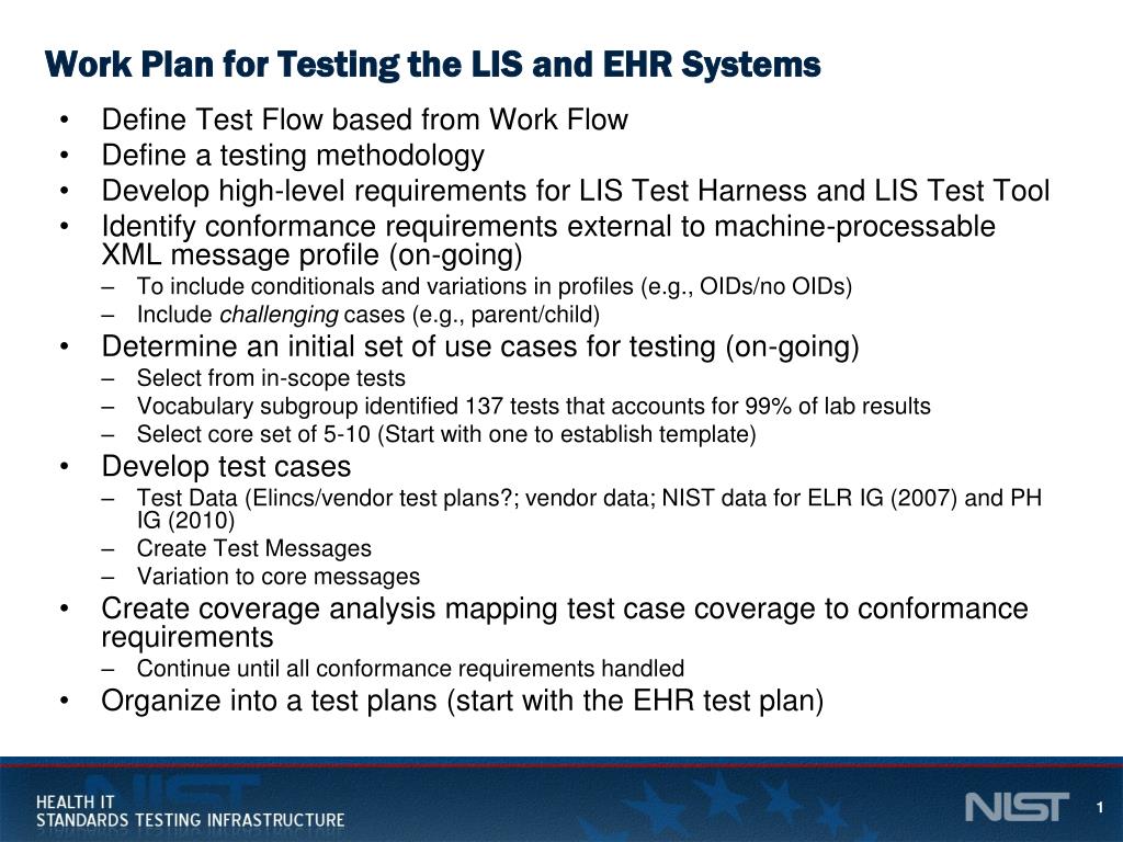 PPT - Work Plan for Testing the LIS and EHR Systems PowerPoint ...