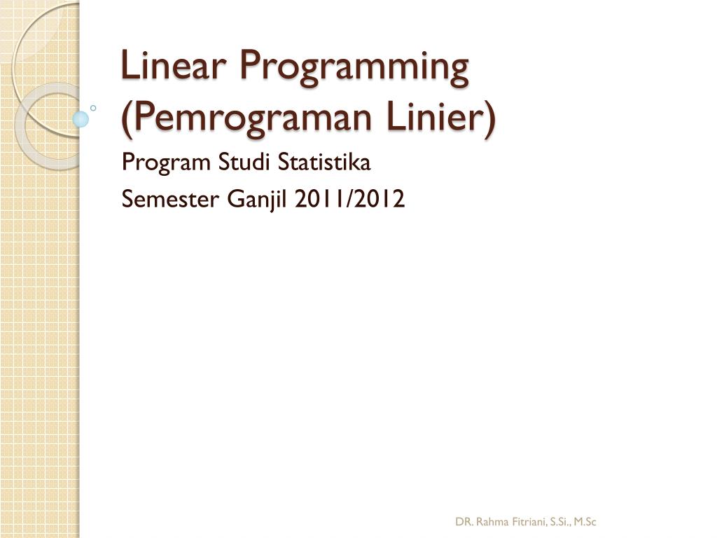 PPT - Linear Programming ( Pemrograman Linier) PowerPoint Presentation ...