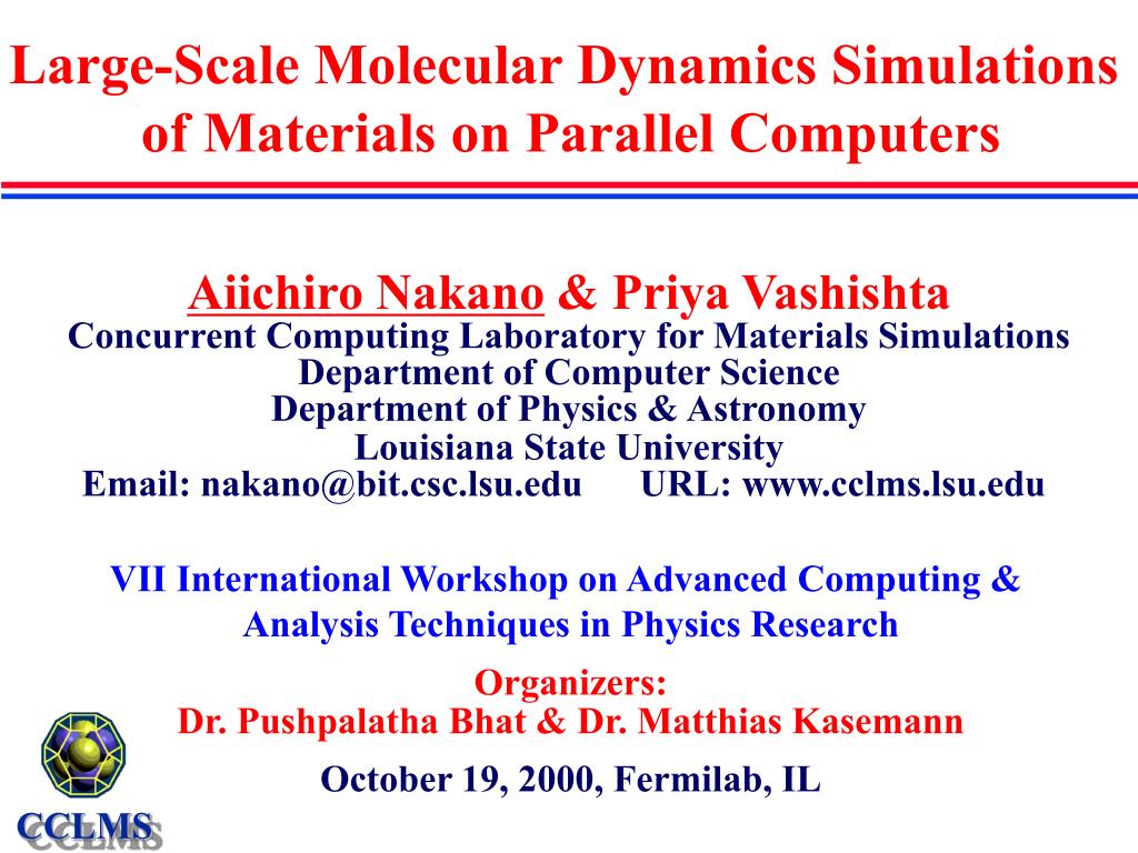 PPT - Large-Scale Molecular Dynamics Simulations of Materials on ...