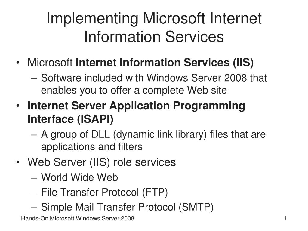 PPT - Implementing Microsoft Internet Information Services PowerPoint ...