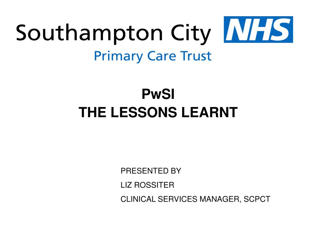 PPT - PwSI THE LESSONS LEARNT PowerPoint Presentation, free download ...