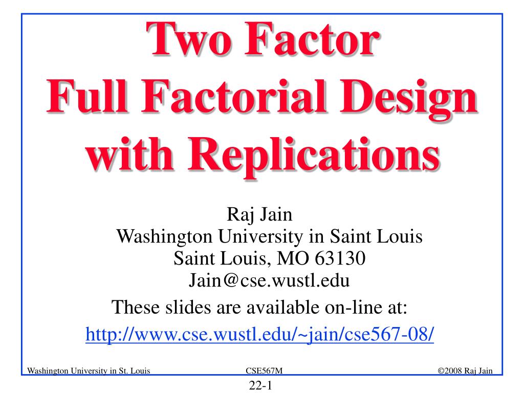 PPT - Two-Factor Full Factorial Design with Replications Overview ...