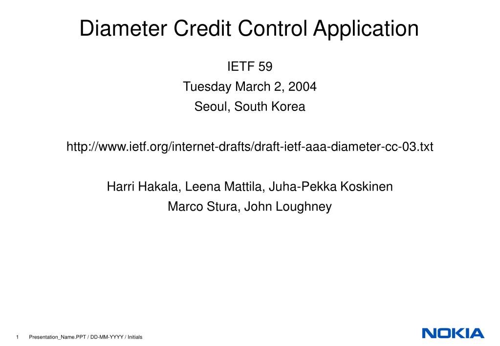 PPT - Diameter Credit Control Application PowerPoint Presentation, free ...