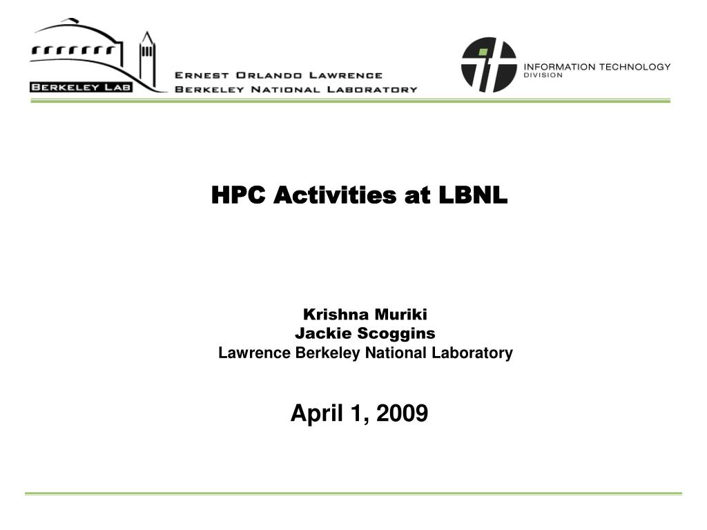 PPT - HPC Activities at LBNL PowerPoint Presentation, free download ...