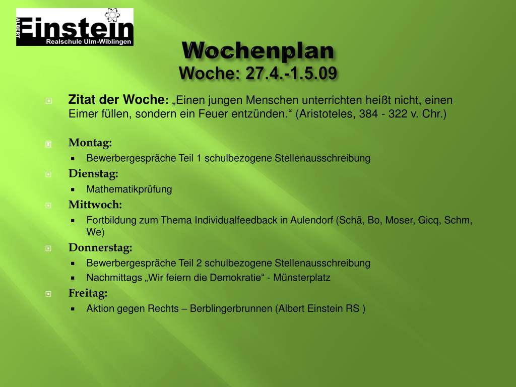 PPT - Wochenplan PowerPoint Presentation, free download - ID:4384070