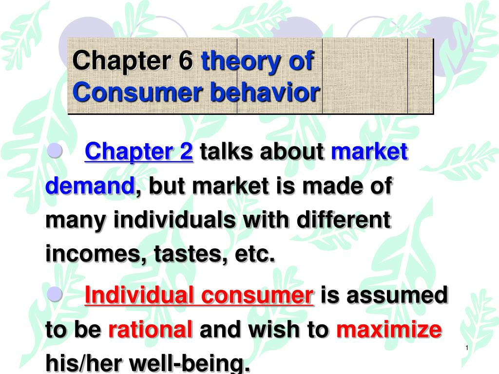 PPT - Chapter 6 theory of Consumer behavior PowerPoint Presentation ...