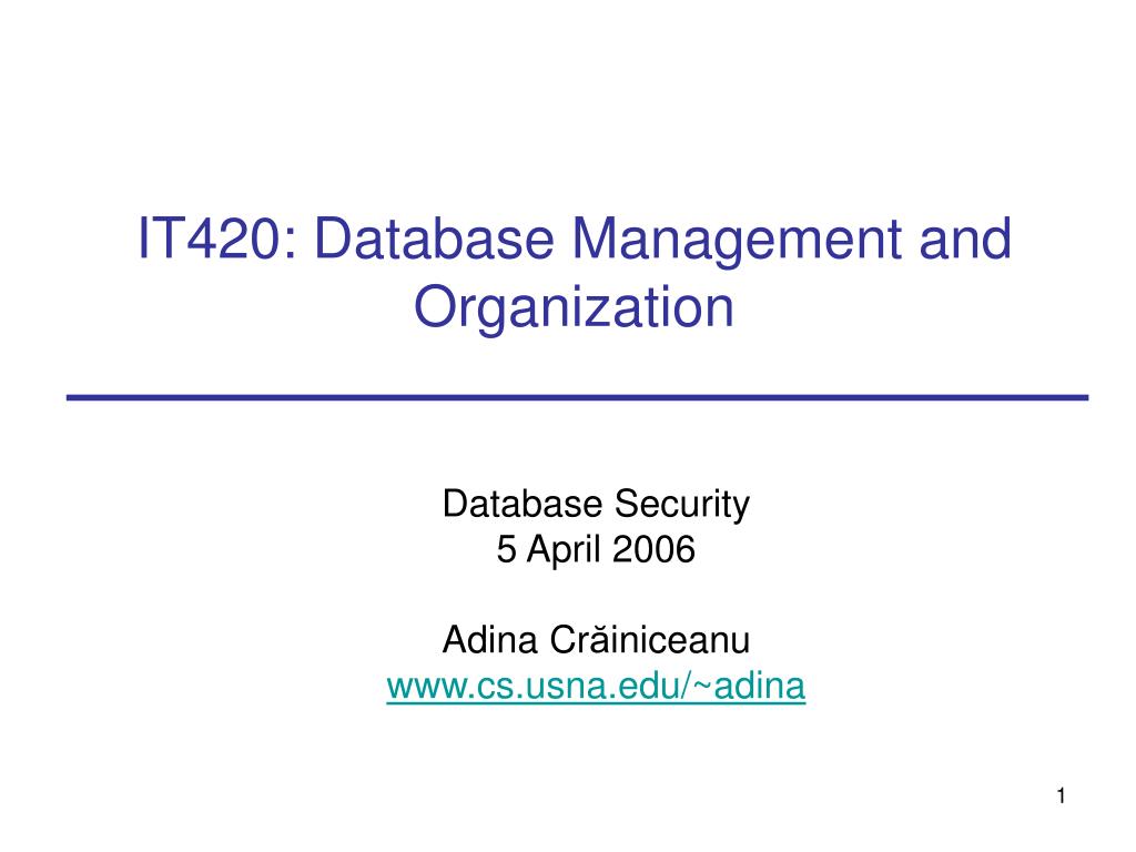 PPT - IT420: Database Management and Organization PowerPoint ...