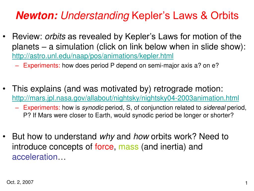 PPT - Newton: Understanding Kepler’s Laws & Orbits PowerPoint ...