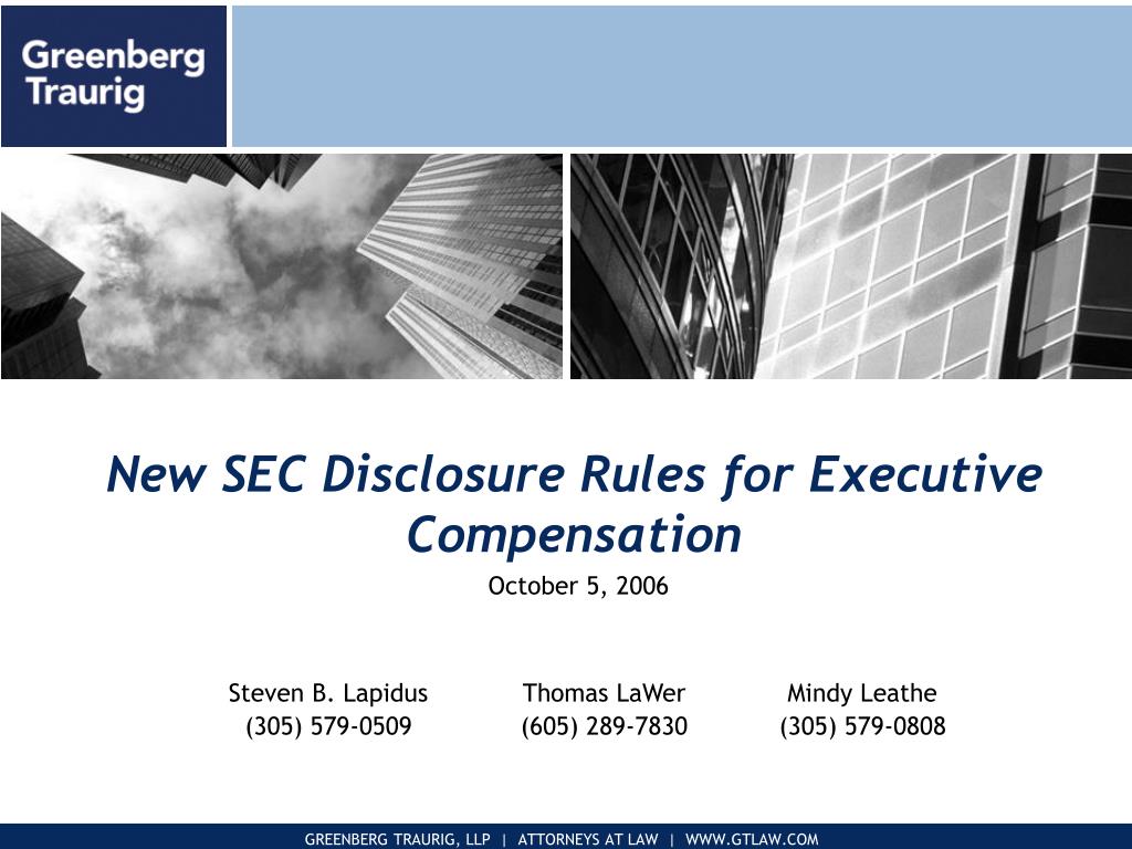 PPT - New SEC Disclosure Rules for Executive Compensation PowerPoint ...