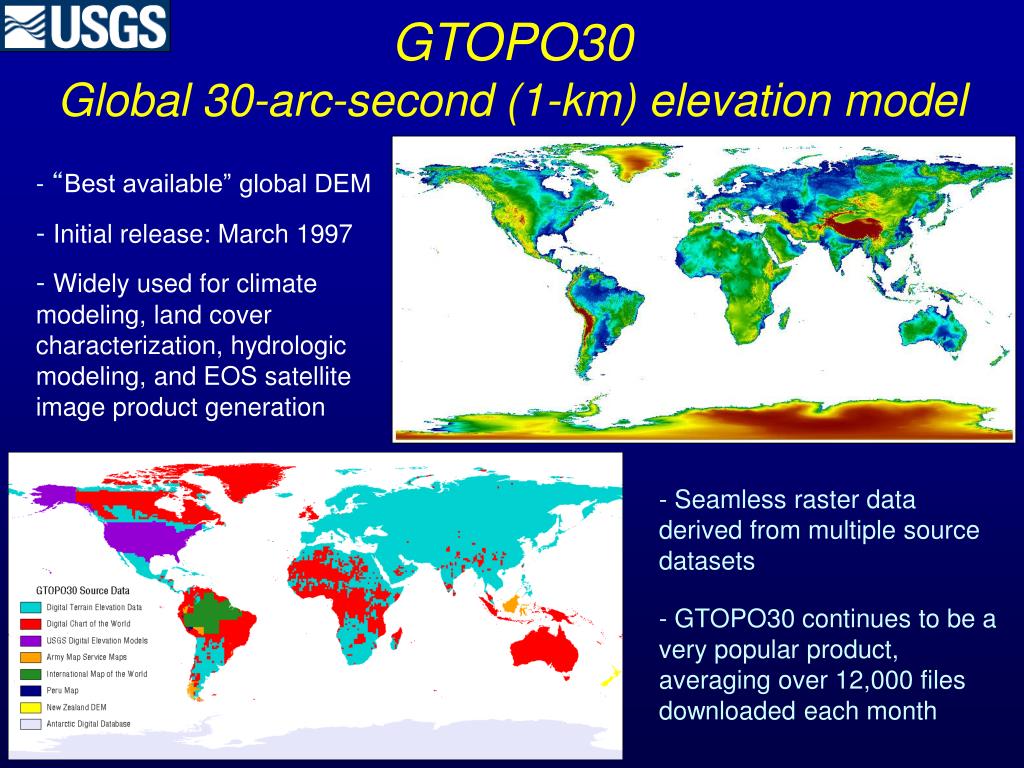 PPT - GTOPO30 Global 30-arc-second (1-km) elevation model PowerPoint ...