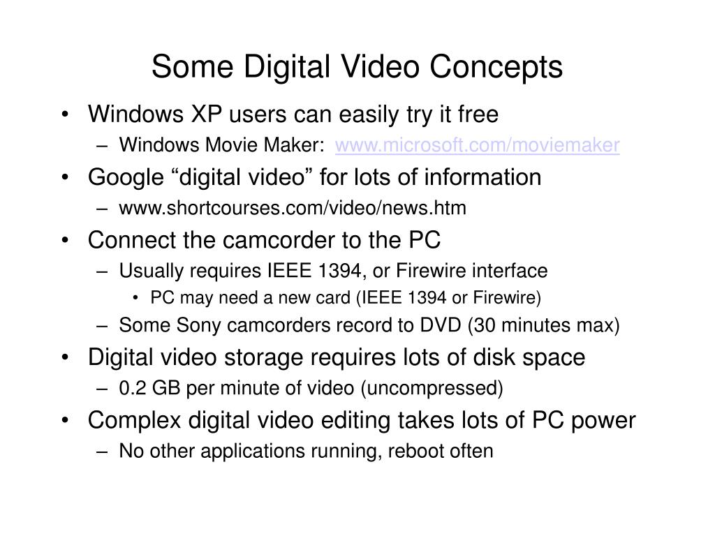 PPT - Some Digital Video Concepts PowerPoint Presentation, free ...