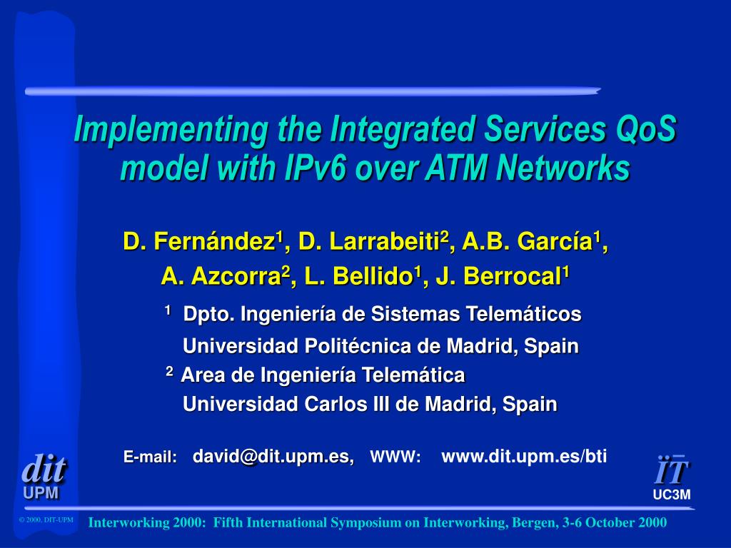 PPT - Implementing the Integrated Services QoS model with IPv6 over ATM ...